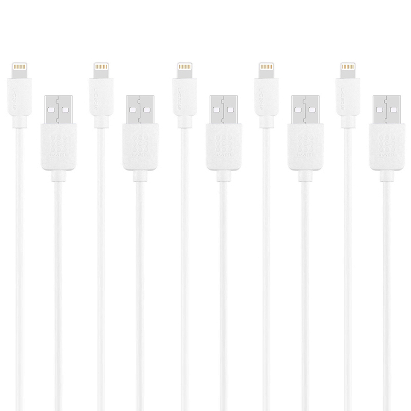 (5-Pack) USB Lightning Charging Cable for iPhone / iPad (White)